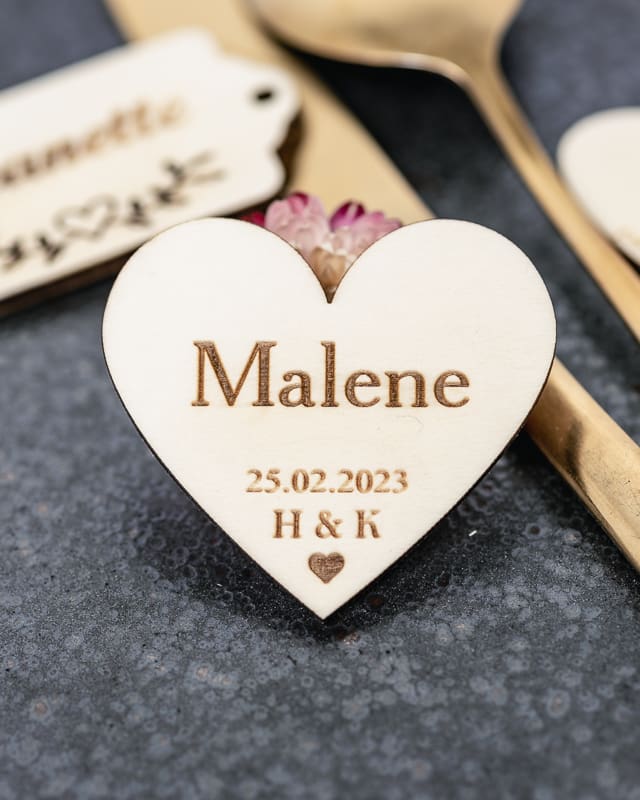 Bordkort I Træ Til Bryllup - Hjerte | Creative Lab