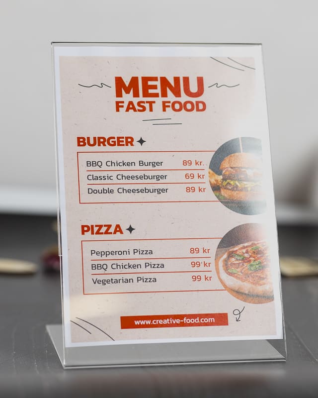 Brochure Menu Display Skilt Til Din Forretning | Køb Nu